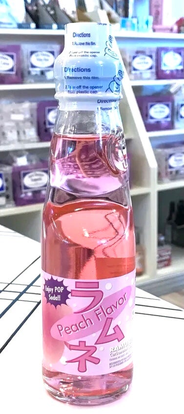 Japanese Peach Ramune Glass Bottle Soda | Georgie Lou's Retro Candy
