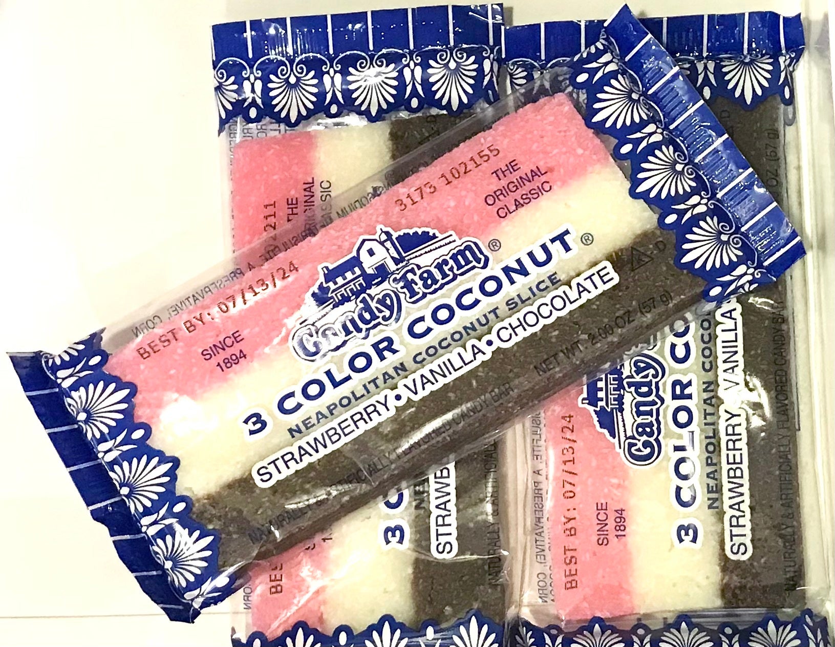 Candy Farm Neapolitan Coconut Bar | Georgie Lou's Retro Candy